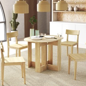 HOMCOM Skládací Jídelní Stůl Kuchyňský Stůl se 2 Sklopnými Křídly Skládací Stůl pro 2-4 Osoby 104x76x73,7 cm Dub