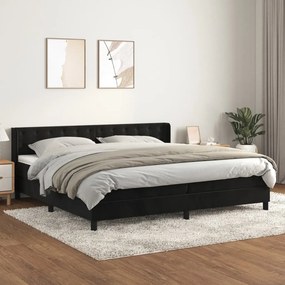 Box spring postel s matrací černá 200x200 cm samet 3131221