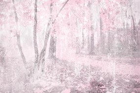 DIMEX | Samolepicí vliesová fototapeta na zeď Abstrakt růžový les MA-5-0364 | 375 x 250 cm | růžová