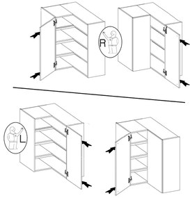 SCANDI sc | horní skříňka rohová 60x60 GN-90 2F 90° s policemi | 60x60 cm | šedá/rybí kost