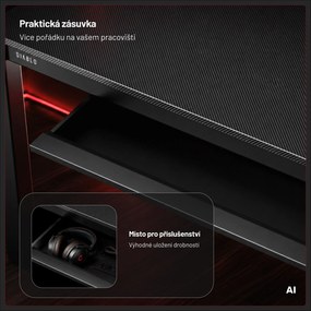 Herní stůl elektricky nastavitelný, vestavěná bezdrátová nabíječka QI a USB: Diablo X-RIFT černý