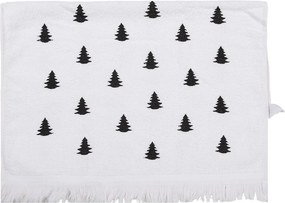 Bílý kuchyňský froté ručník se stromky Black&White X-Mas - 40*66 cm