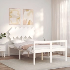 Postel s čelem pro seniory bílý 120x200 cm masivní dřevo 3195542