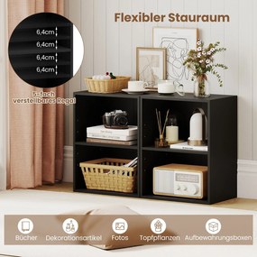 Costway Sada 2 dvoupatrových knihoven 42 cm, černá