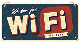 Postershop Závěsná cedule: Free Wi-Fi - 10x20 cm