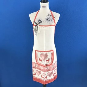 Tegatex Zástěra folklor červená s jelenem 68*78 cm