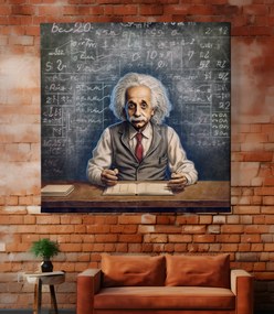 Obraz na plátně - Albert Einstein popsaná tabule FeelHappy.cz Velikost obrazu: 100 x 100 cm