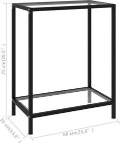 Konzolový stolek transparentní 60 x 35 x 75 cm tvrzené sklo 322827