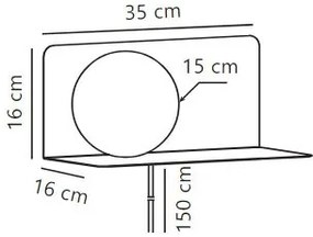 Nordlux 2312931006 Lilibeth, modrá nástěnná lampa s poličkou a vypínačem 1xE14, šířka 35cm