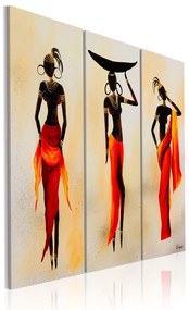 Obraz Rozkošné postavy (3dílný) - africké ženy na světlém pozadí