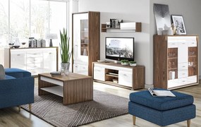 Casarredo - Komfort nábytek Televizní stolek NATANS 1D, s LED sovětlením, ořech/bílá lesk