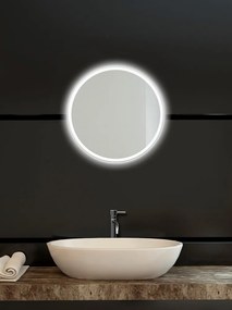 AMIRRO Zrcadlo na zeď chodbu do pokoje ložnice koupelny předsíně kulaté kruh MOONLIGHT průměr 50 cm s LED podsvíceným okrajem po celém obvodu 411-224