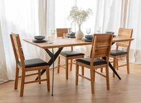 Stará Krása - Own Imports Dubový jídelní sety s kovovým podnožím 180x90x76 + 6x židle