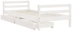 Dětská postel se zásuvkami bílá 80x200 cm masivní borové dřevo - Default Title