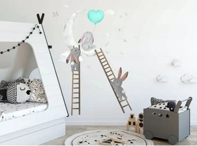 Roztomilá nálepka na zeď do dětského pokoje noční králici 80 x 160 cm