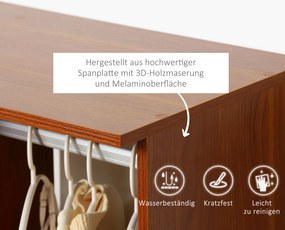 HOMCOM Mobilní úložná skříň Otevřená skříň Dřevotříska Ořechová barva