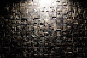 Dřevěná lodní mozaika  - obkladový panel 300 x 300 x 10 - 12 mm (0,09 m²)