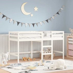 Dětská patrová postel se žebříkem bílá 90 x 200 cm borové dřevo