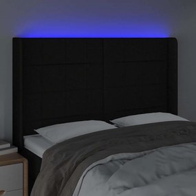 Čelo postele s LED černé 147 x 16 x 118/128 cm textil 3124048