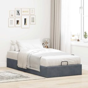 Osmanský rám postele bez matrace tmavě šedá 90x200 cm samet 3310938