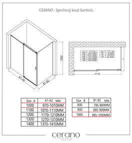 CERANO - Sprchový kout Santoro L/P - černá matná, grafitové sklo - 100x100 cm - posuvný