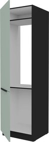 ARIA sc | vysoká skříňka 60 LO-210 2F na vestavnou lednici | 60 cm | ANTI FINGERPRINT povrch | černá/aquamarine