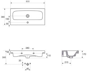Cersanit - SET skrinka + umývadlo, biely lesk, Moduo Slim 80, S801-225-DSM
