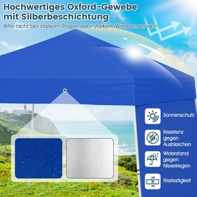 Costway Vyskakovací pavilon s 2 přestavitelnými bočními stěnami na modrou