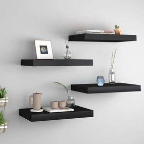 Plovoucí nástěnné police 4 ks černé 40 x 23,5 x 3,8 cm MDF 323828
