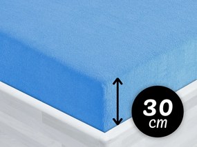 Froté napínací prostěradlo na vysokou matraci FR-015 Světle modré 90 x 200 - výška 30 cm