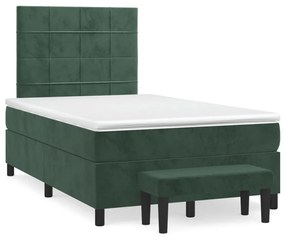 Box spring postel s matrací tmavě zelená 120x190 cm samet