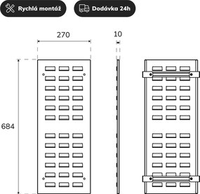 Perforovaná deska na nádoby na dveře černá, 334x684x18 mm: příslušenství k MEGAN