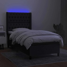 Box spring postel s matrací a LED černá 90x200 cm textil 3138527