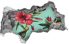 Wallmuralia Nálepka 3D díra na zeď Tropické květiny 95x73 cm