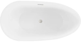 Mexen Eos, volně stojící vana 150 x 75 cm, bílá-černá, broušená ocel přepad, 52471507575-97