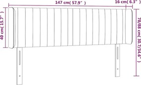 Čelo postele s LED tmavě hnědé 147 x 16 x 78/88 cm textil 3123475