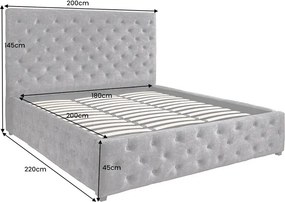 Designová postel Laney Chesterfield 180 x 200 cm šedý samet