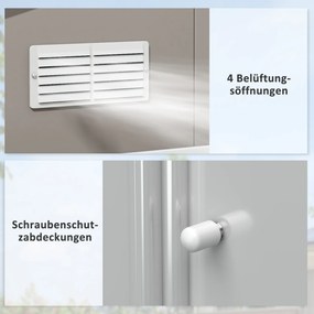 Outsunny Zahradní Kůlna 12,4 m², Zahradní Dům s Plochou Střechou, Posuvné Dveře, Základna, 386 x 340 x 200 cm, Zahradní Kůlna z Pozinkované Oceli, Od…