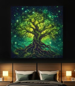 Obraz na plátně - Strom života Vesmírné snění FeelHappy.cz Velikost obrazu: 80 x 80 cm