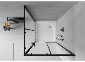 Mexen Rio čtvercový sprchový kout 90 x 90 cm, Vzor jinovatky, Černá + sprchová vanička Rio, Bílá - 860-090-090-70-30-4510
