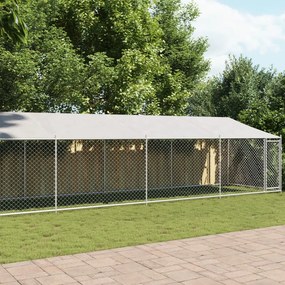 Klec pro psy se střechou a dvířky šedá 12x2x2m pozinkovaná ocel 3209572