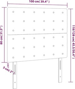 Čelo postele s LED růžové 100x5x118/128 cm samet 3122905