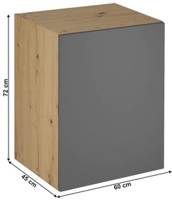 Horní skříňka, dub artisan/šedý mat, univerzální, LANGEN G60G