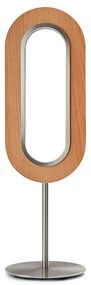 Designová LED stolní lampa Lens Oval Table Dekor: Přírodní třešňové dřevo, Barva nohy: Matný nikl
