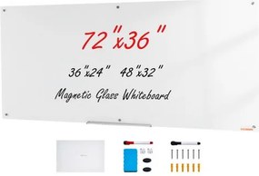 Magnetická skleněná tabule, tabule pro suché mazání 182,9 × 91,4 cm