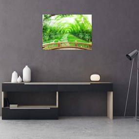 Skleněný obraz - Výhled na tropickou zahradu (70x50 cm)