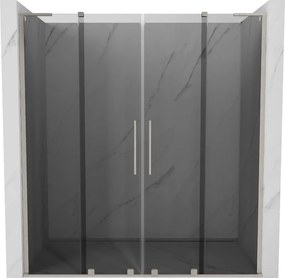 Mexen Velar L Duo, posuvné sprchové dveře do otvoru 200 cm, 8mm šedé sklo, broušená ocel, 871-200-003-42-97