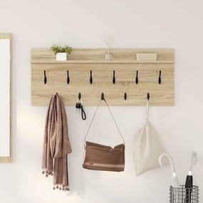 věšák, nástěnný, 1 prkno, háčky, kompozitní dřevo, 40x100x12 cm, dub sonoma, Dekorino TK20260019