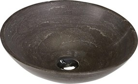 Sapho, BLOK 1 kamenné umyvadlo průměr 40cm, matný tmavý kámen, 2401-02