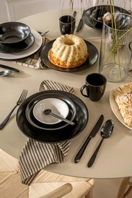 vtwonen Matt Black talíř Ø 20 cm, černý matný (Porcelánový snídaňový talíř v černé matné barvě)